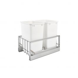 Pull-Out Waste Container with 2 - 35 Quart White Containers