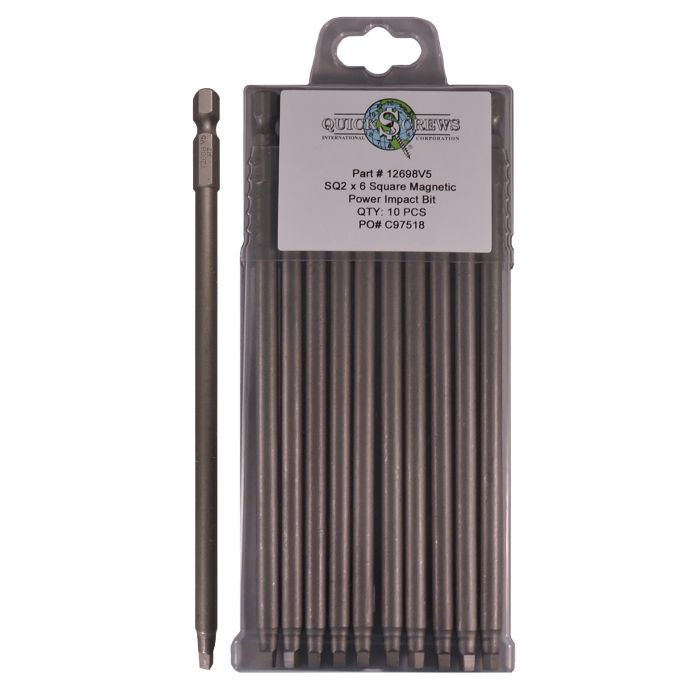 SQ2 X 6 Square Power Magnetic Impact Drive Bit Sold In Pack 10