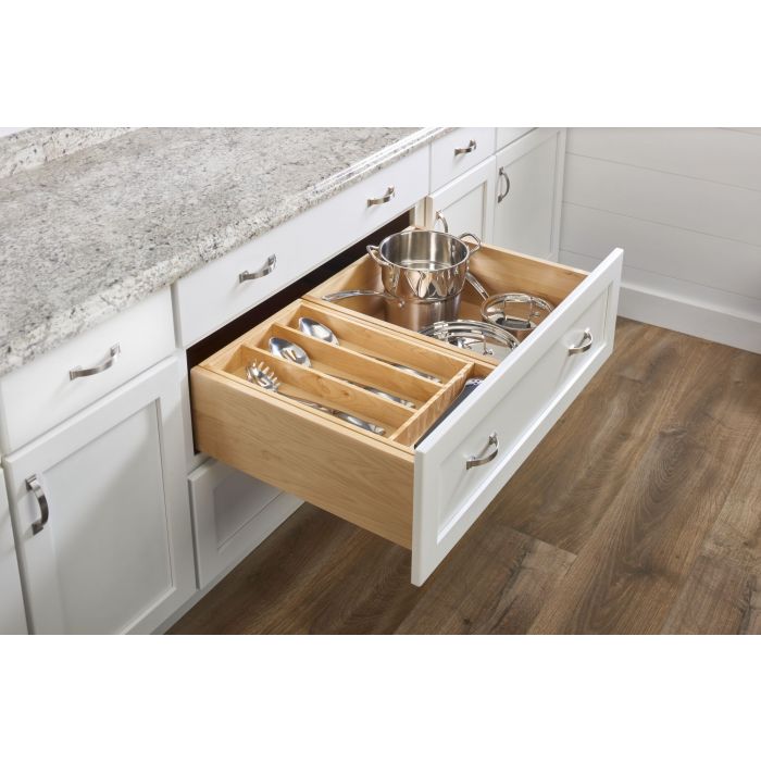 Deep Base Cabinet Tiered Drawer Organizer Maple