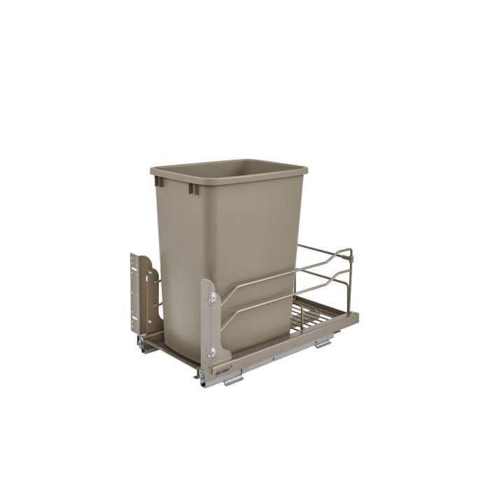 Pull-Out Waste Container with 35 Quart White Container - 18" Slides