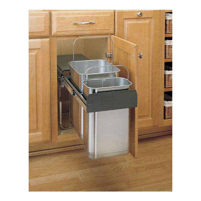 Bottom Mount Waste Containers with 10 Liter and 20 Liter Bins Stainless ...